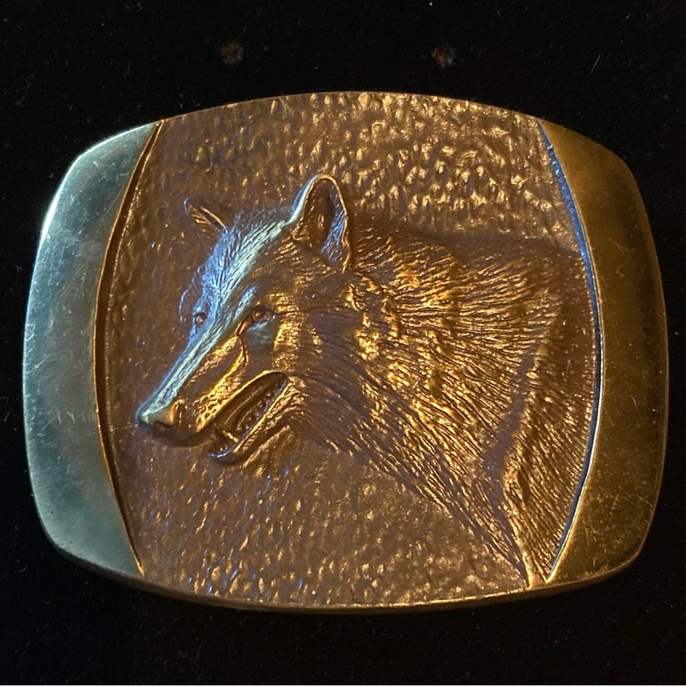 Solid Bronze Wolf Steven S.L. Knight Vintage Belt Buc… - Gem